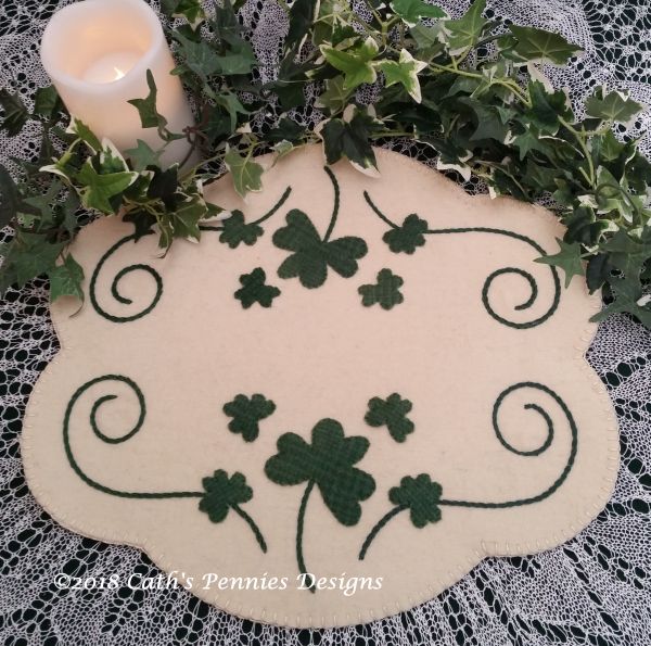 Irish Clover Wool Applique Candle Mat – Cath's Pennies Design