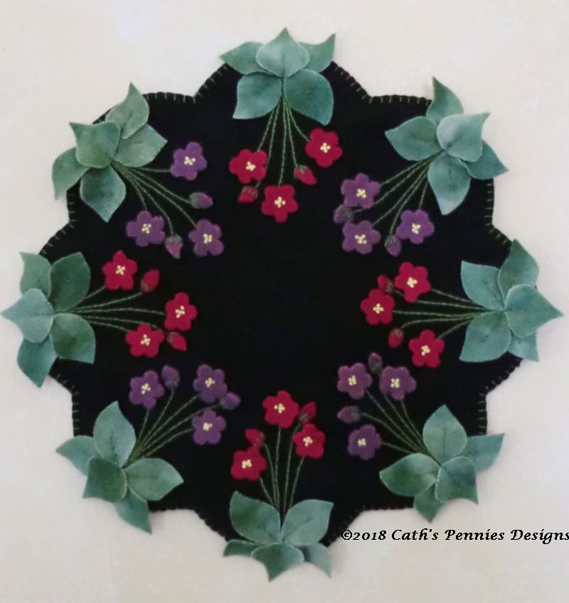 Violets In My Garden Finished Wool Applique Candle Mat (US only) FREE ...